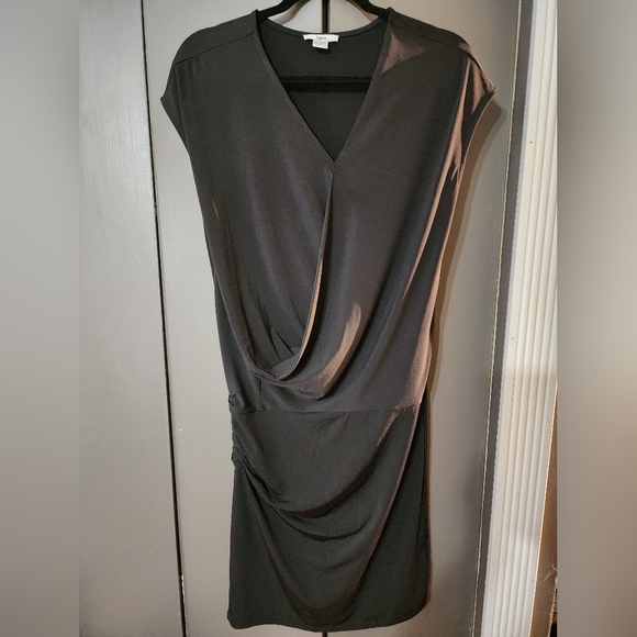 Bar III | Dresses | Bar Iii Elegant Black Draped Faux Wrap Dress | Poshmark